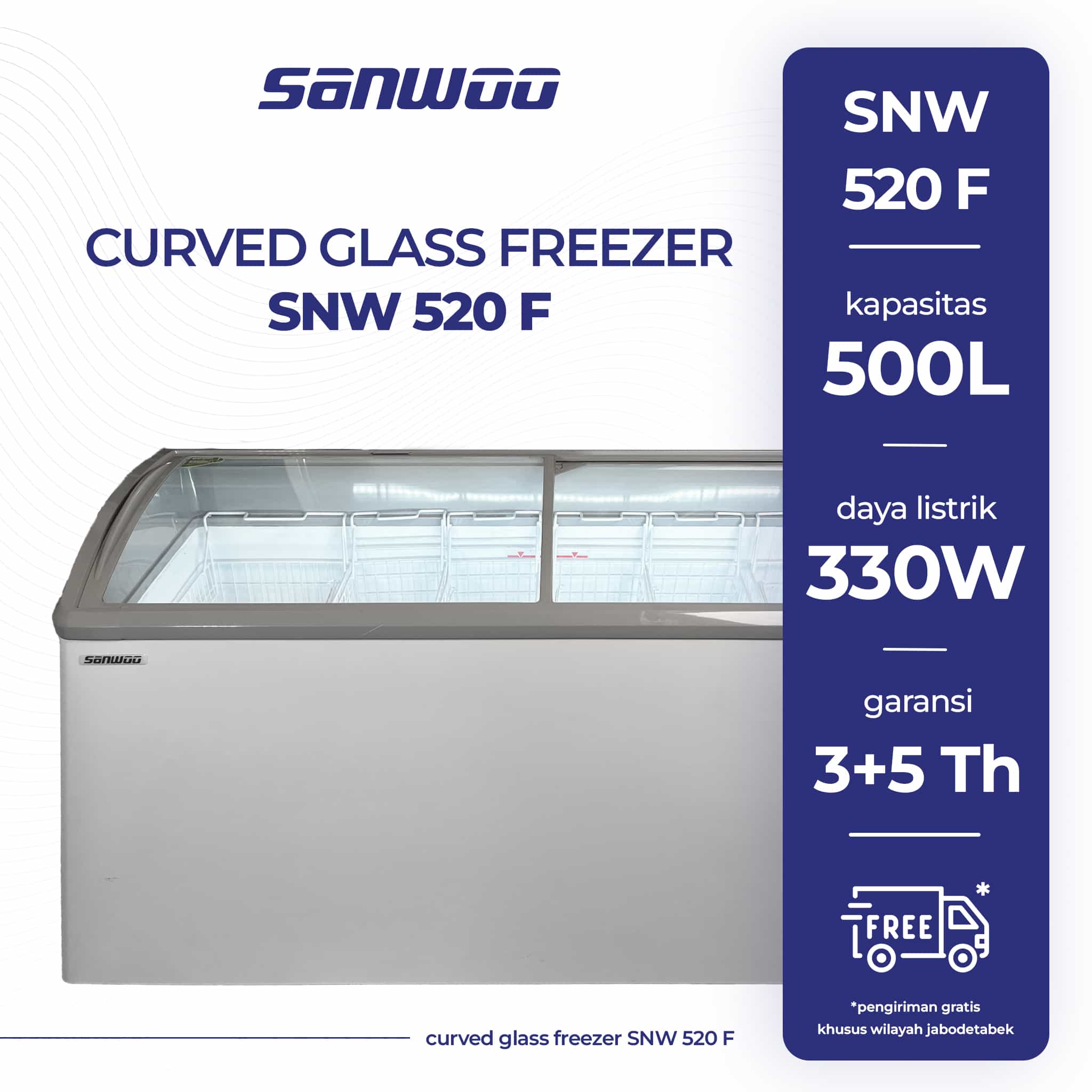 Sanwoo SNW-520F | Freezer Kapasitas Besar & Hemat Energi
